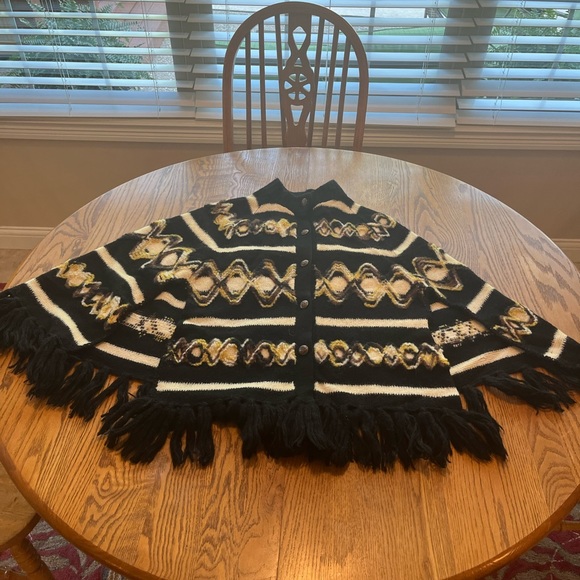 Vintage | Jackets & Coats | Vintage 7s Swedish Style Fringed Wool Cape ...